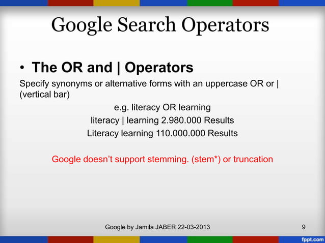 Google operators | PPTX