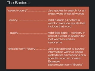 Google operators cheet sheet infographic by shashank pathak | PPT