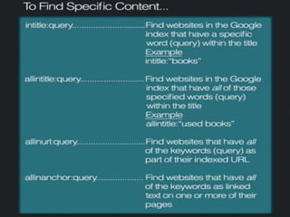 Google operators cheet sheet infographic by shashank pathak | PPT