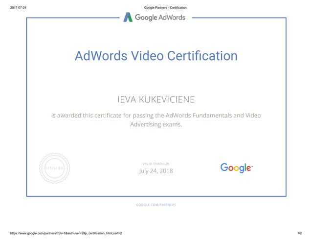 AdWords Video Certification | PDF