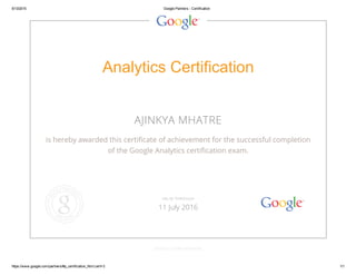 GAIQ Certification - Ajinkya Mhatre - SEO | PDF