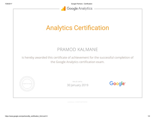 Google Analytics Certification - Google Partners | PDF