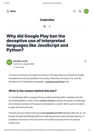 Google play bans js and python | PDF | Web Development | Internet