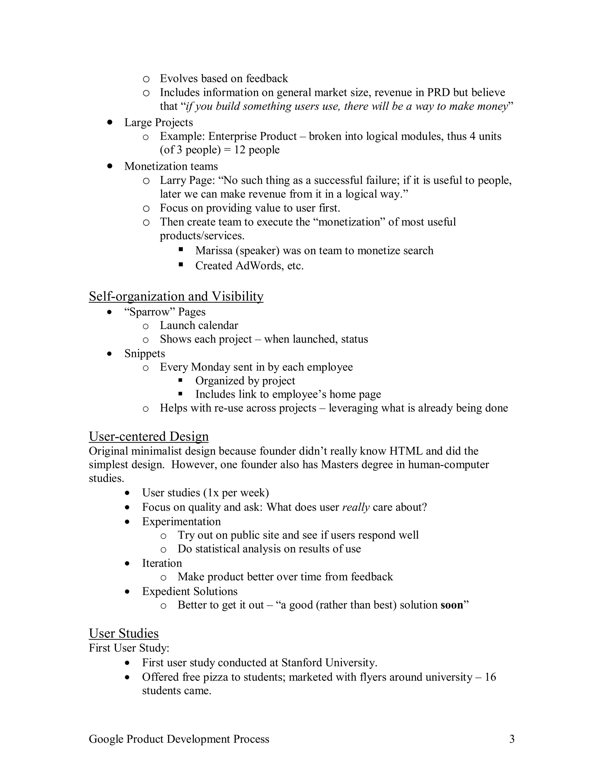 Google Product Development Process | PDF