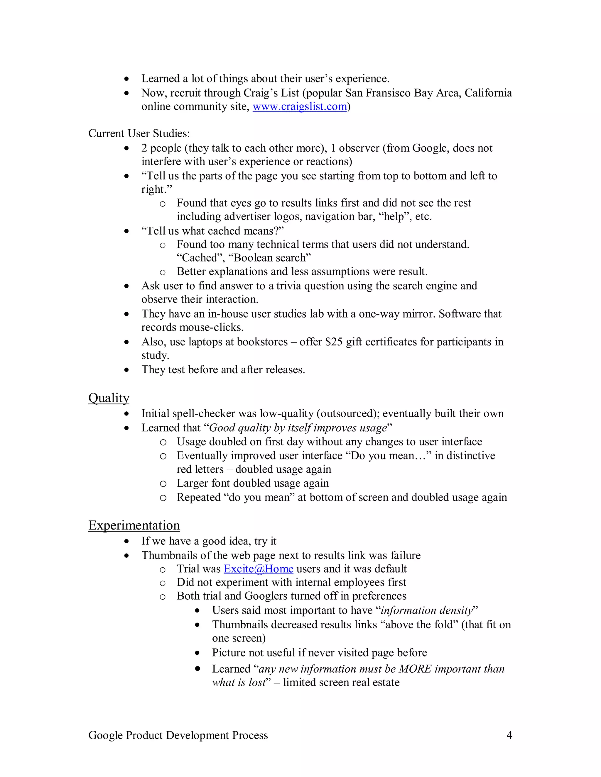 Google Product Development Process | PDF
