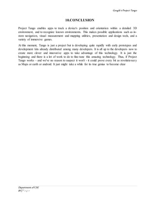 Google project tango seminar report | DOCX