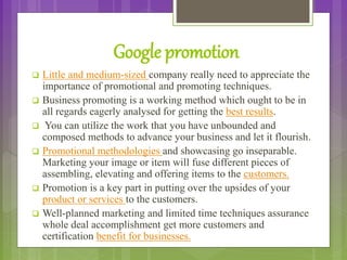 WHY IS GOOGLE PROMOTION IMPORTANT FOR A BUSINESS ? | PPT