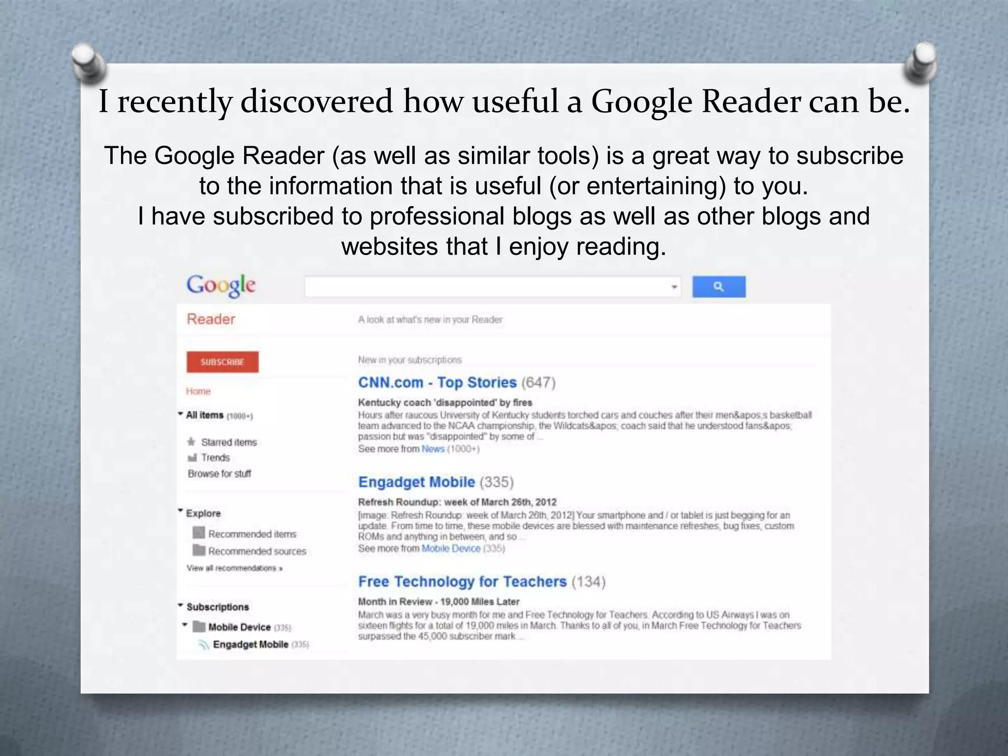 Google reader powerpoint | PPTX