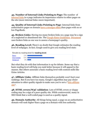 Here is the list of Google's 200 Ranking Factors | PDF