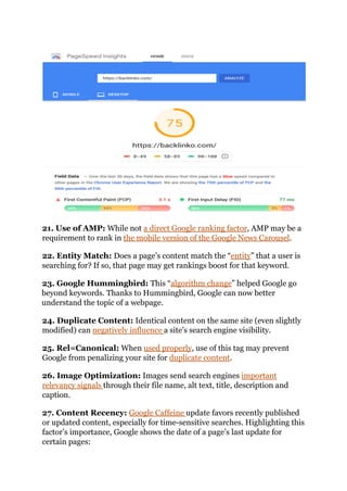 Here is the list of Google's 200 Ranking Factors | PDF