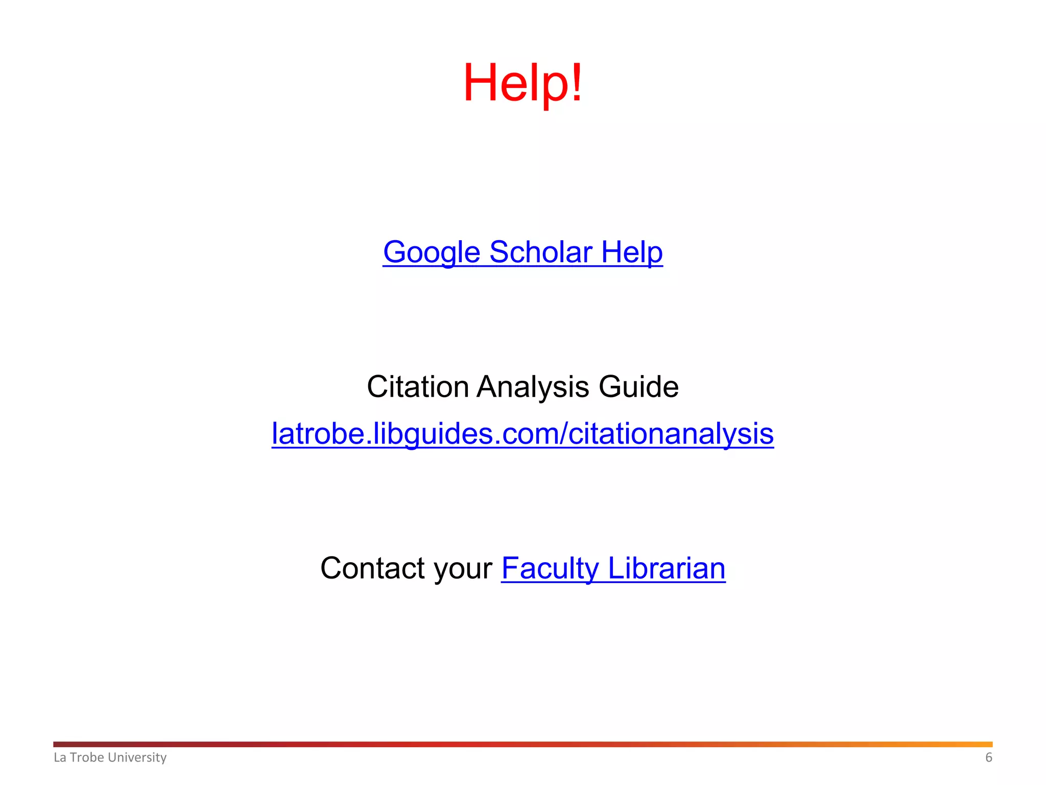 Google Scholar Citation Analysis | PPT