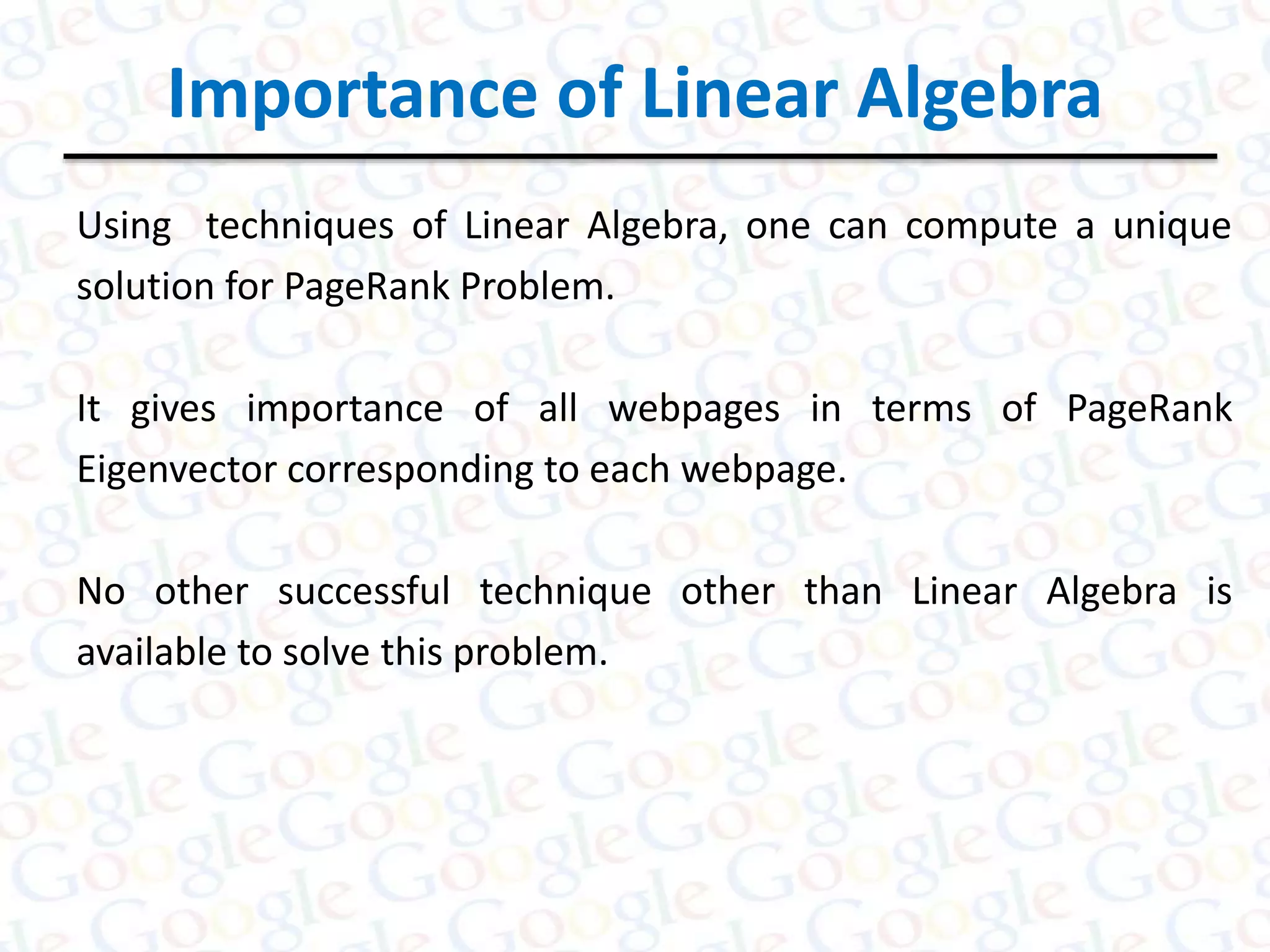 LINEAR ALGEBRA BEHIND GOOGLE SEARCH | PPTX