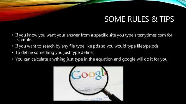 Google search rules and tips
