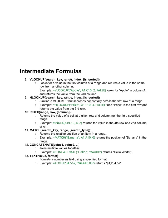 Google Sheets Basic to Advanced Formulas Book.docx | Computing | Technology & Computing