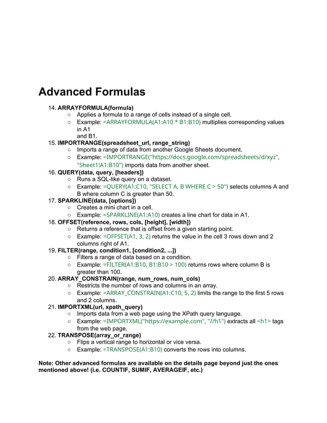 Google Sheets Basic to Advanced Formulas Book.docx | Computing ...