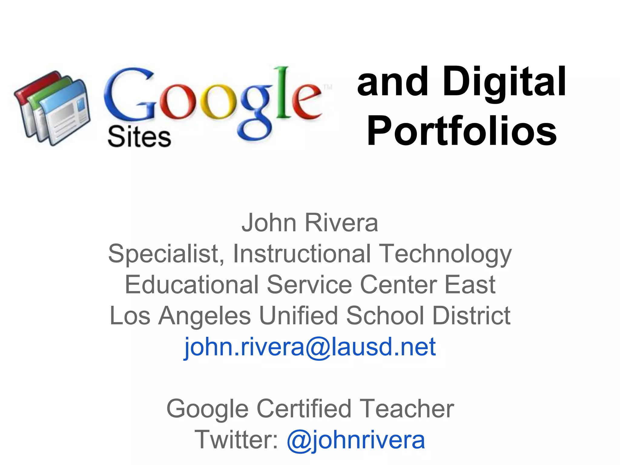 Google Sites and Digital Portfolios.pptx | Online Education | Education