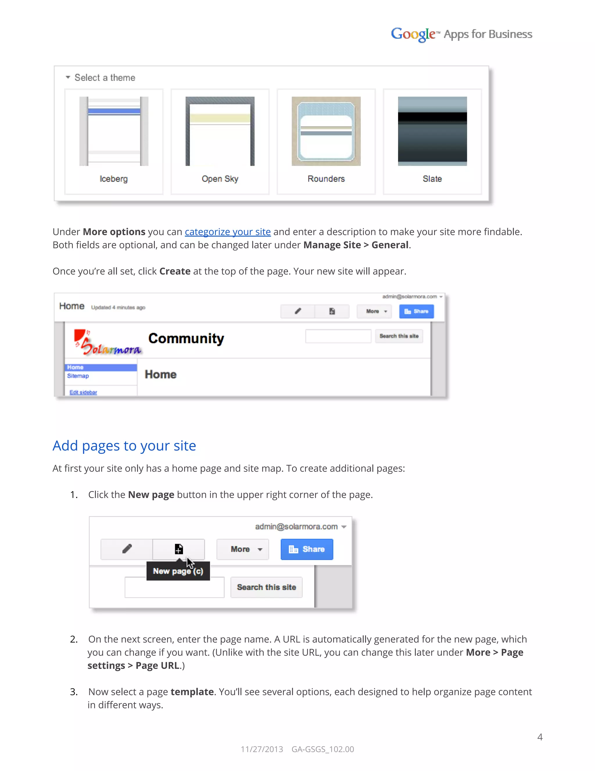 Google sites creating editing and sharing a site | PDF