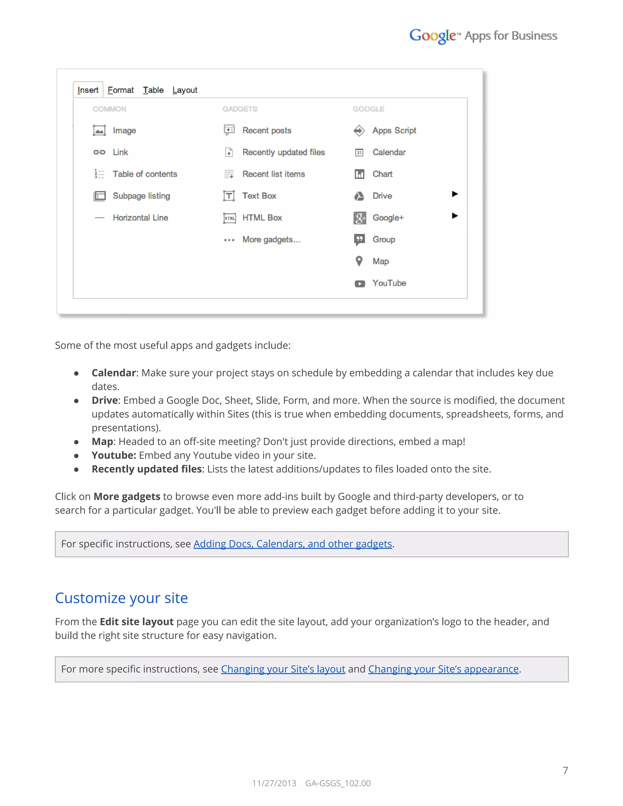 Google sites creating editing and sharing a site | PDF