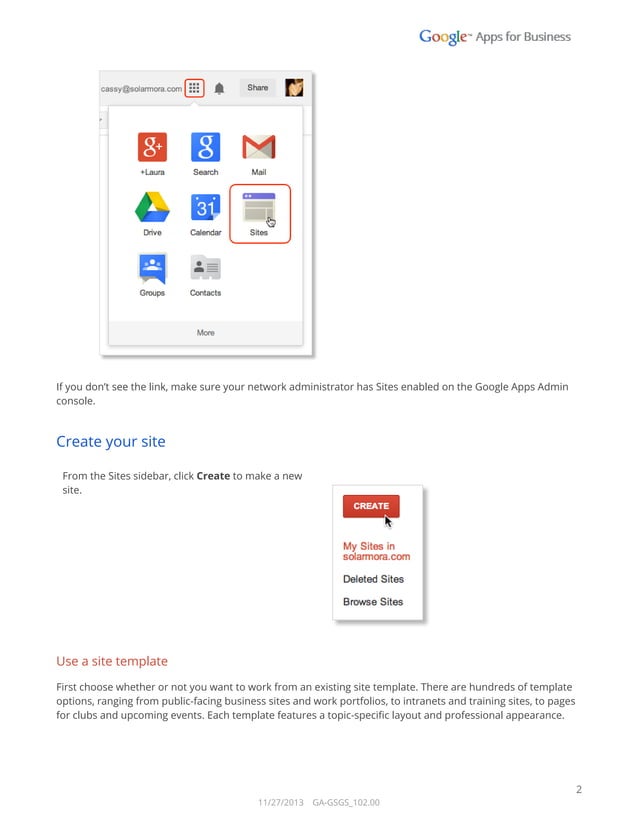 Google sites creating editing and sharing a site | PDF