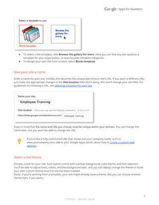 Google sites creating editing and sharing a site | PDF