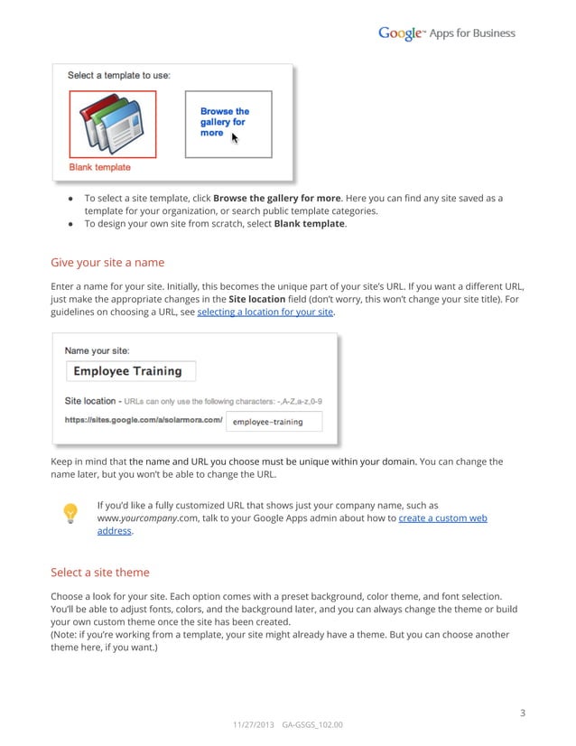 Google sites creating editing and sharing a site | PDF