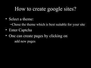 Google sites presentation | PPT