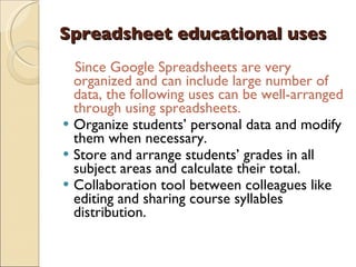 Google spreadsheets | PPT
