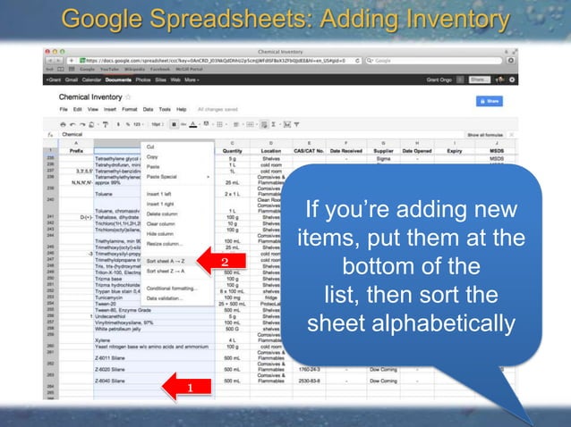 Inventories with Google Spreadsheets | PPTX | Computing | Technology & Computing
