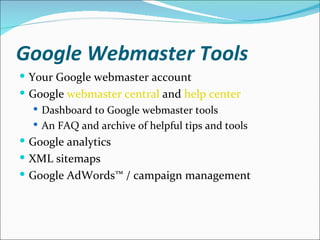 Google tools for webmasters | PPT | Free Download