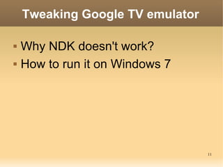 Tweaking Google TV emulator | PDF