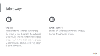Google UX Design Certificate - Portfolio Project 1 - Case study slide ...