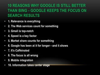 Google vs bing | PPTX | Search | Internet