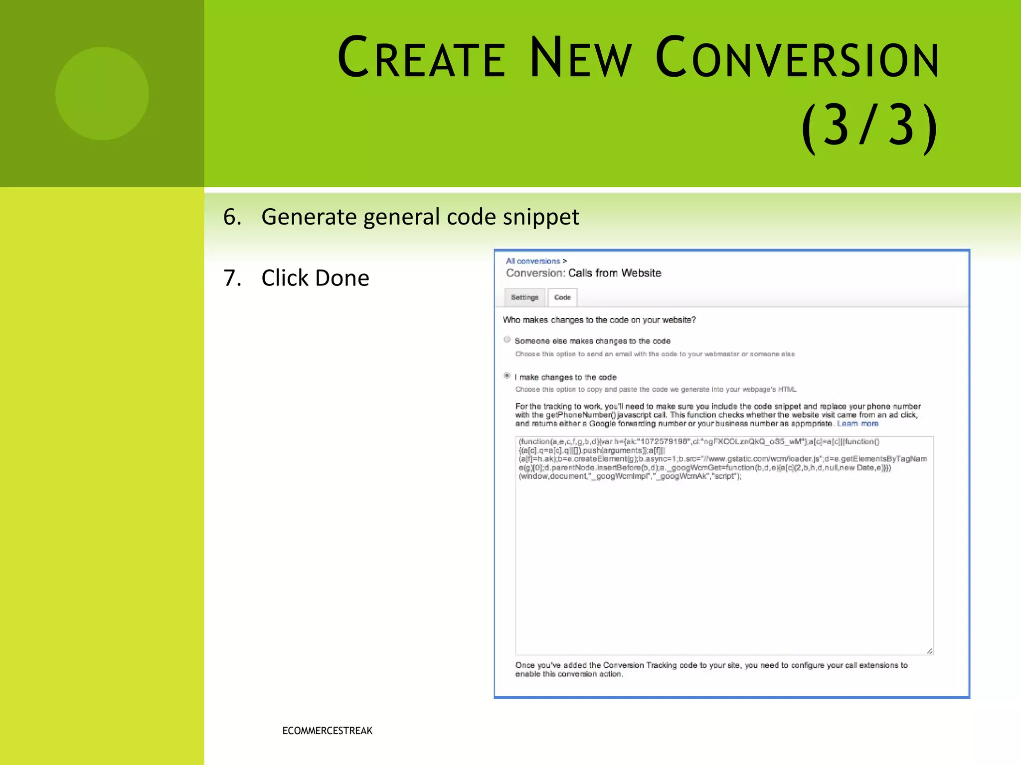 Google website call conversion (WCC) tracking | PPT