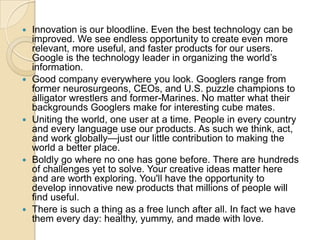 GOOGLE WORK CULTURE | PPTX