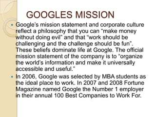 GOOGLE WORK CULTURE | PPTX