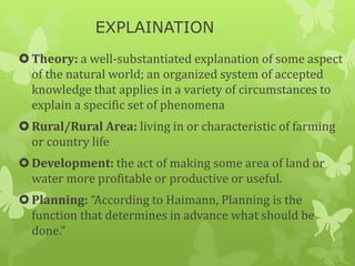 theories in rural development and planning | PPTX