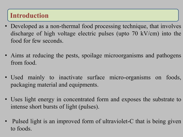 Pulsed light technology in food processing | PPTX | Chemistry | Science