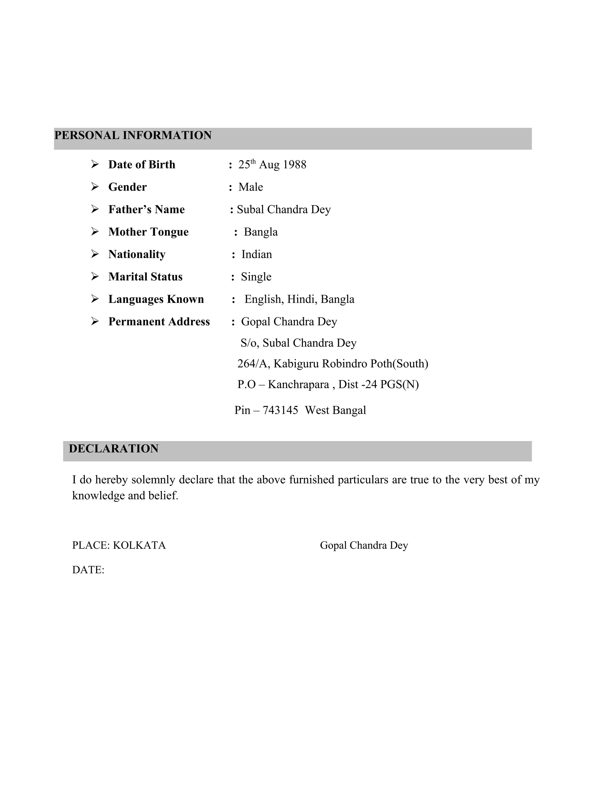 Gopal resume kpa | DOC