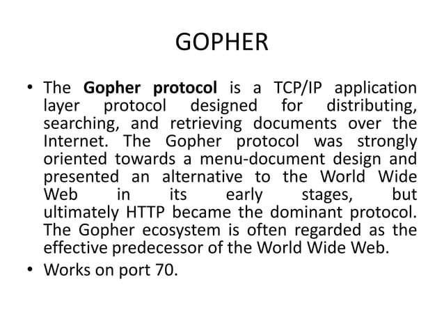 Gopher & Search Engines.pptx | Internet | Computing