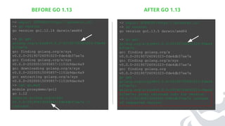 Pseudo-versions, moving to Go1.13 and later versions | PPT