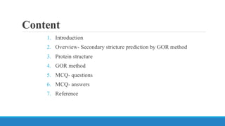 Computational biology- Secondary structure prediction -GOR | PDF
