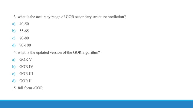 Computational biology- Secondary structure prediction -GOR | PDF
