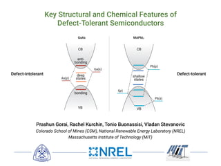 ICTMC-21: Key Structural and Chemical Features of Defect-Tolerant ...