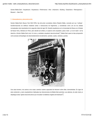 Gordon matta clark: anarquitectura y deconstrucción | PDF