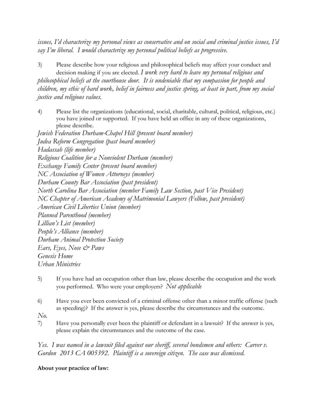 Nancy Gordon 2014 PA-PAC Questionnaire | PDF