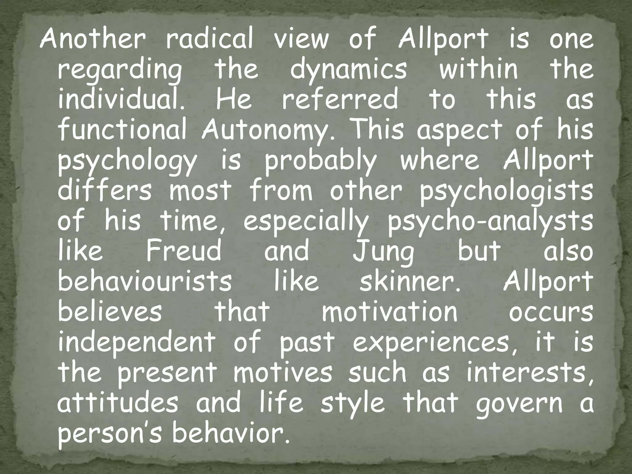 Gordon allport psychology of individual | PPTX