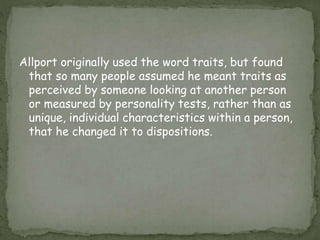 Gordon allport psychology of individual | PPTX