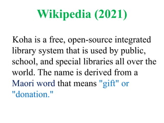 Koha Library Software: Practical Applications | PPTX