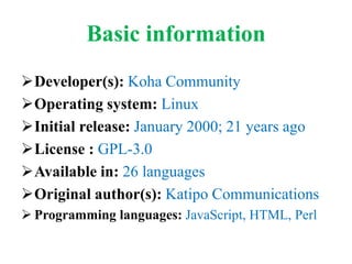 Koha Library Software: Practical Applications | PPTX