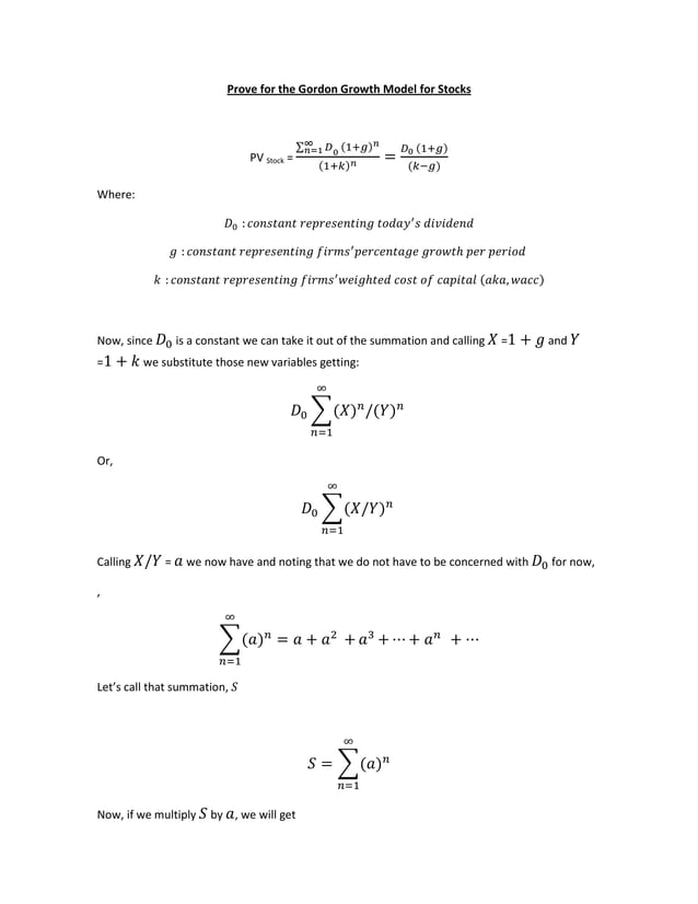 Gordon growth model proof | PDF